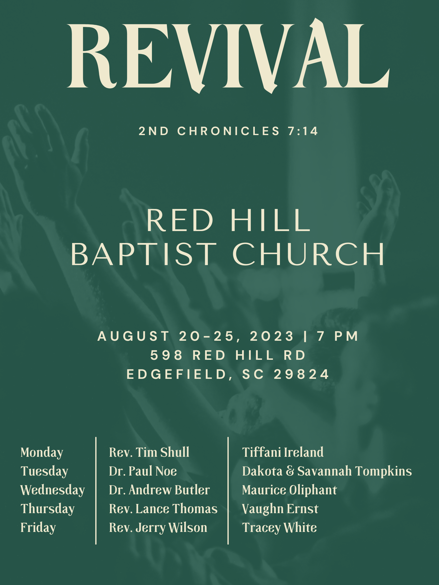 Revival is Next Week at Red Hill Baptist Church! – John 16:33 – He ...